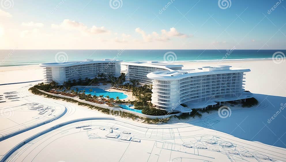 3d Wireframe Render of a Beach Resort Architecture Abs Ai Generated ...