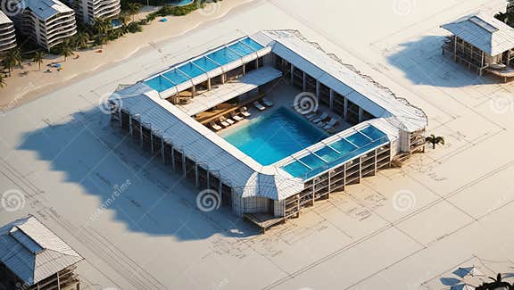 3d Wireframe Render of a Beach Resort Architecture Abs Ai Generated ...