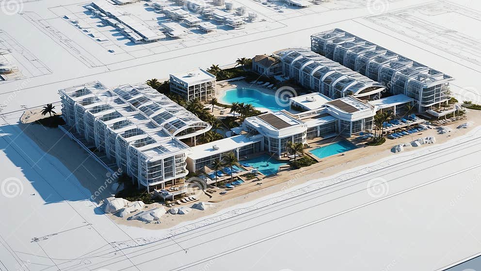 3d Wireframe Render of a Beach Resort Architecture Abs Ai Generated ...