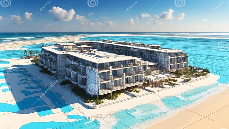 3d Wireframe Render of a Beach Resort Architecture Abs Ai Generated ...
