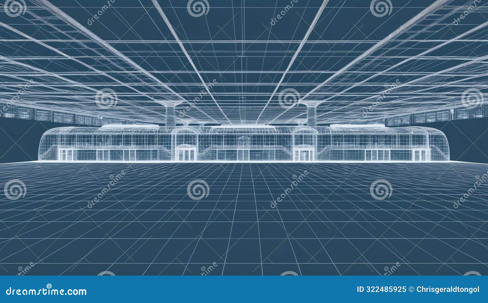 3d Wireframe Render of a Bus Terminal Architecture Abs Ai Generated ...