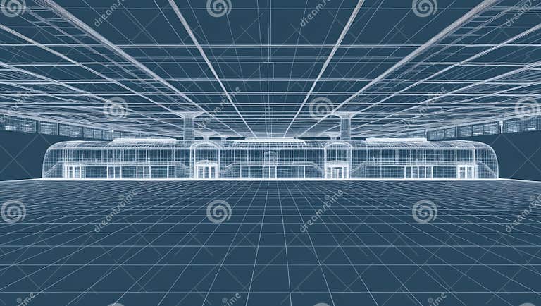 3d Wireframe Render of a Bus Terminal Architecture Abs Ai Generated ...