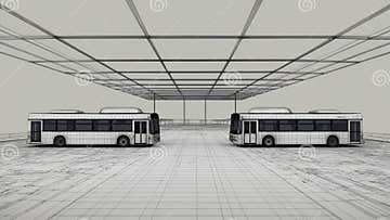 3d Wireframe Render of a Bus Terminal Architecture Abs Ai Generated ...
