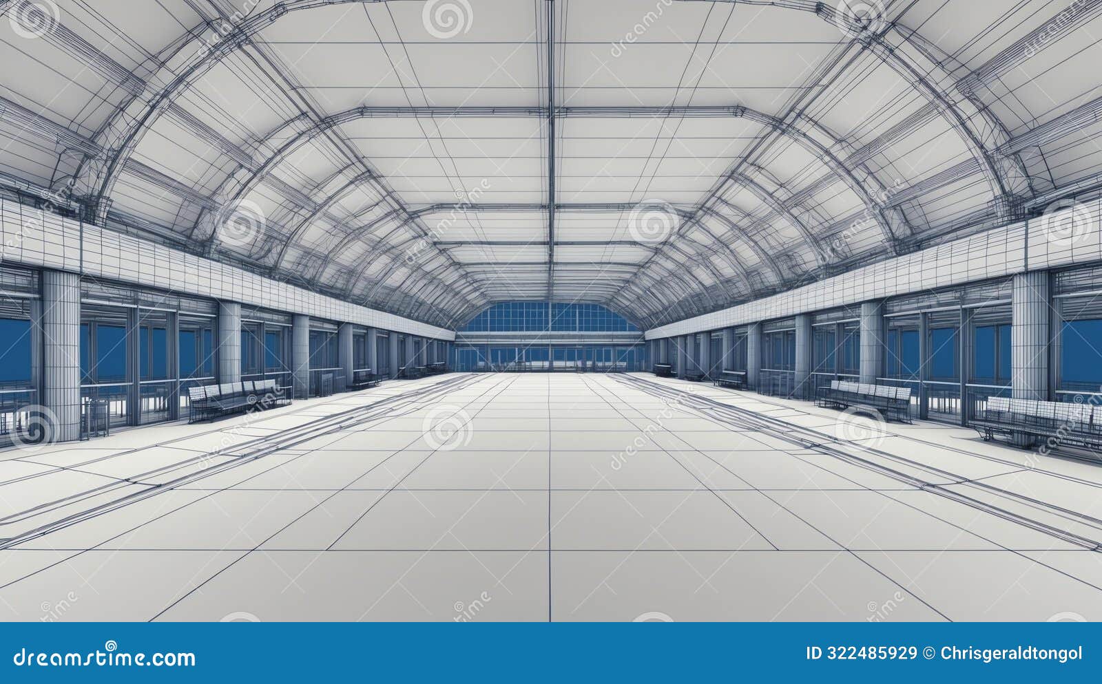 3d Wireframe Render of a Bus Terminal Architecture Abs Ai Generated ...