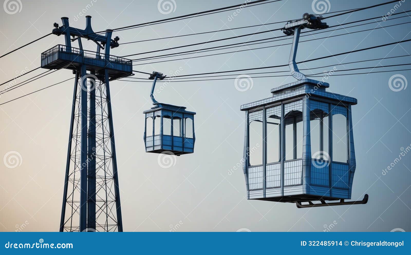 3d Wireframe Render of a Cable Car Tower Architecture Ai Generated ...