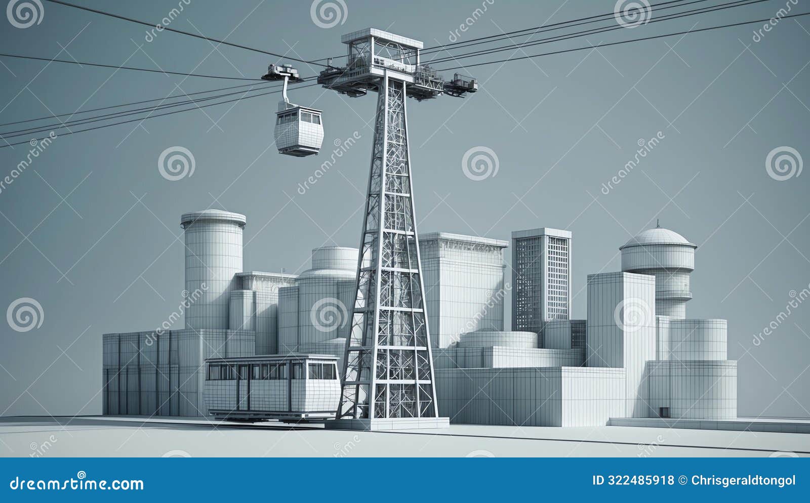 3d Wireframe Render of a Cable Car Tower Architecture Ai Generated ...