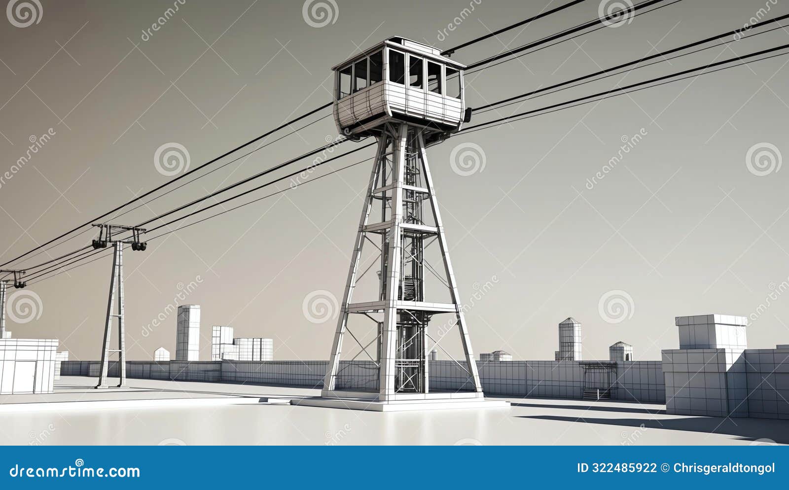 3d Wireframe Render of a Cable Car Tower Architecture Ai Generated ...