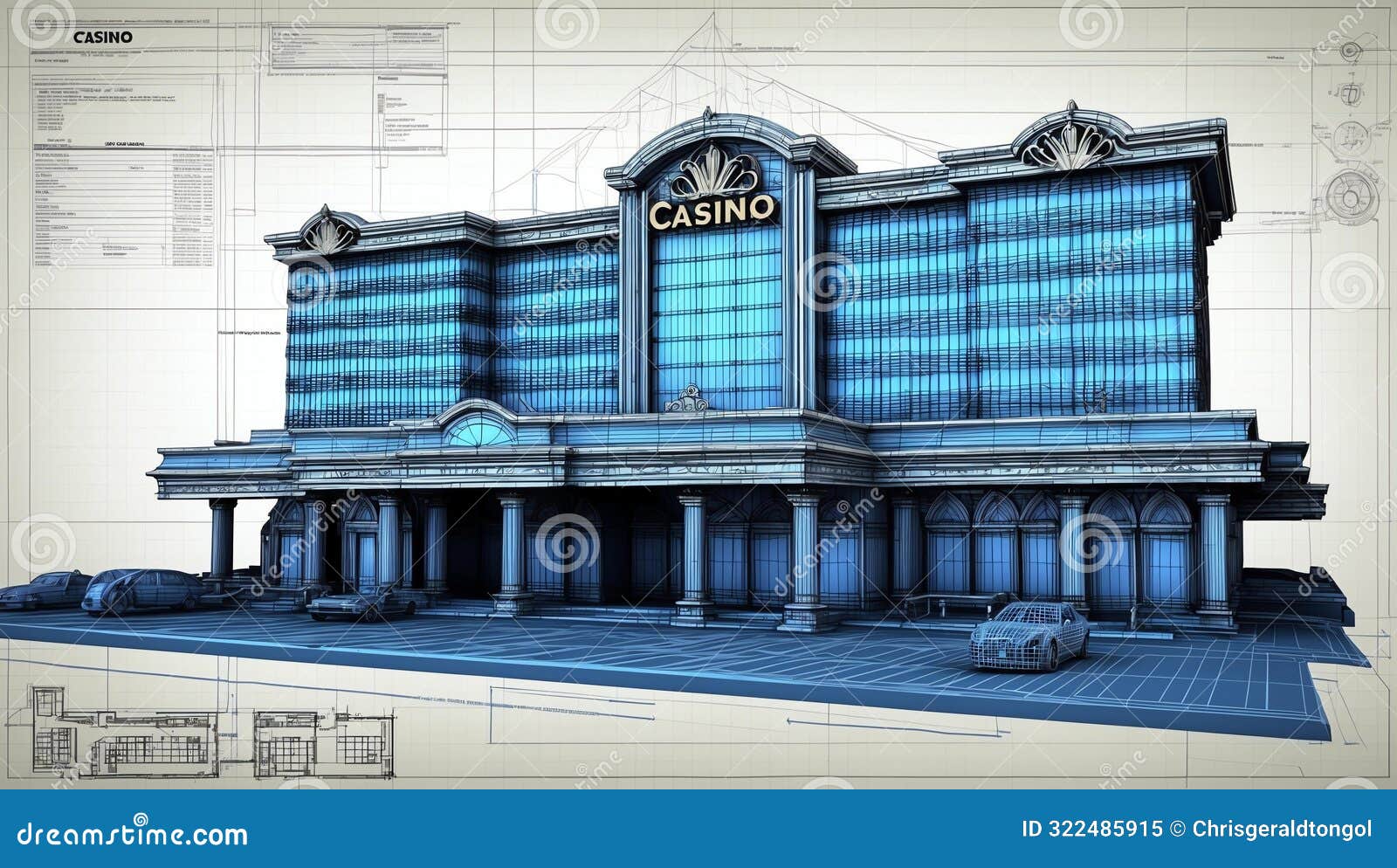 3d Wireframe Render of a Casino Architecture Abstract Ai Generated ...