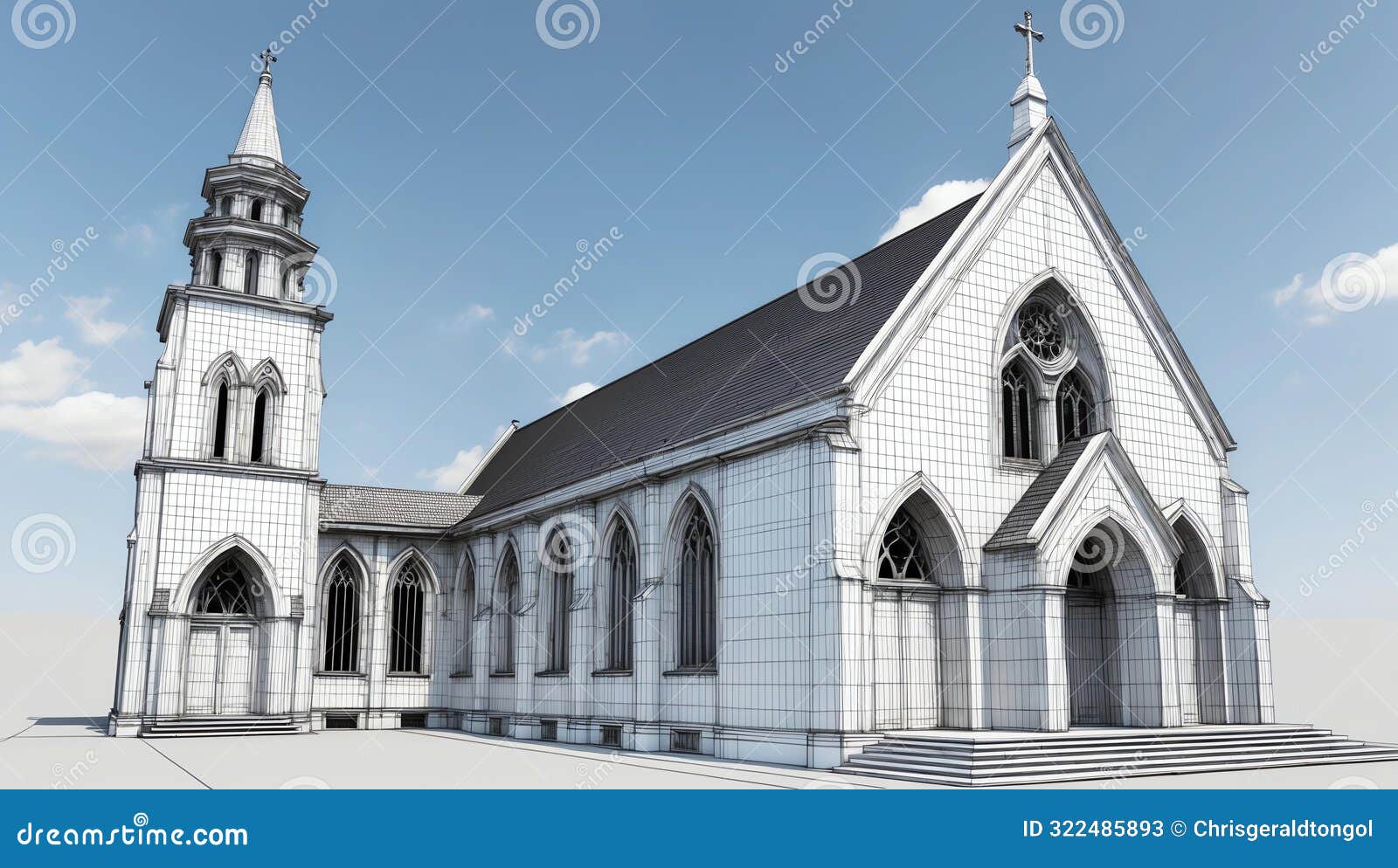 3d Wireframe Render of a Church Architecture Abstract Ai Generated ...