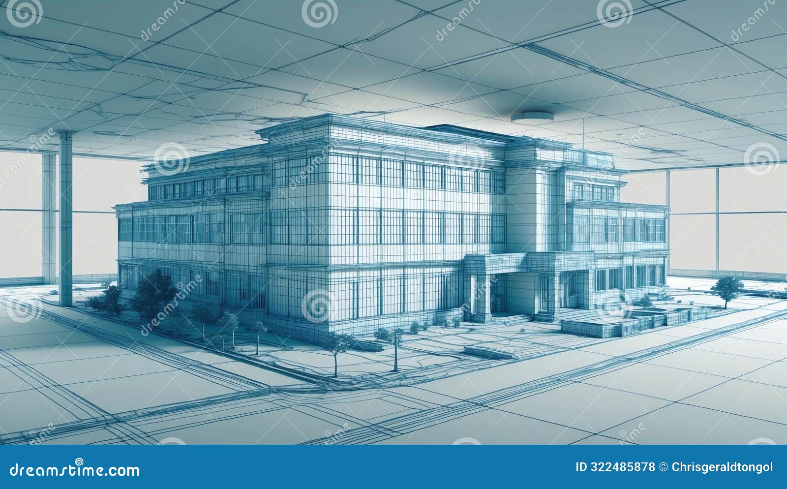 3d Wireframe Render of a Clinic Architecture Abstract Ai Generated ...