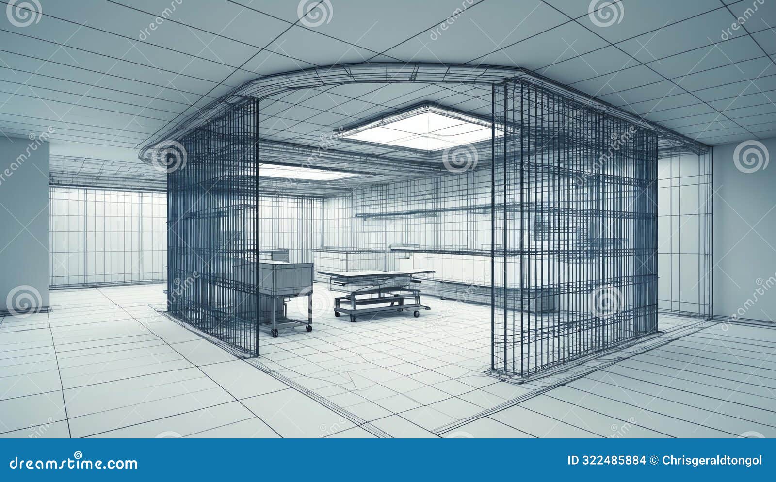 3d Wireframe Render of a Clinic Architecture Abstract Ai Generated ...