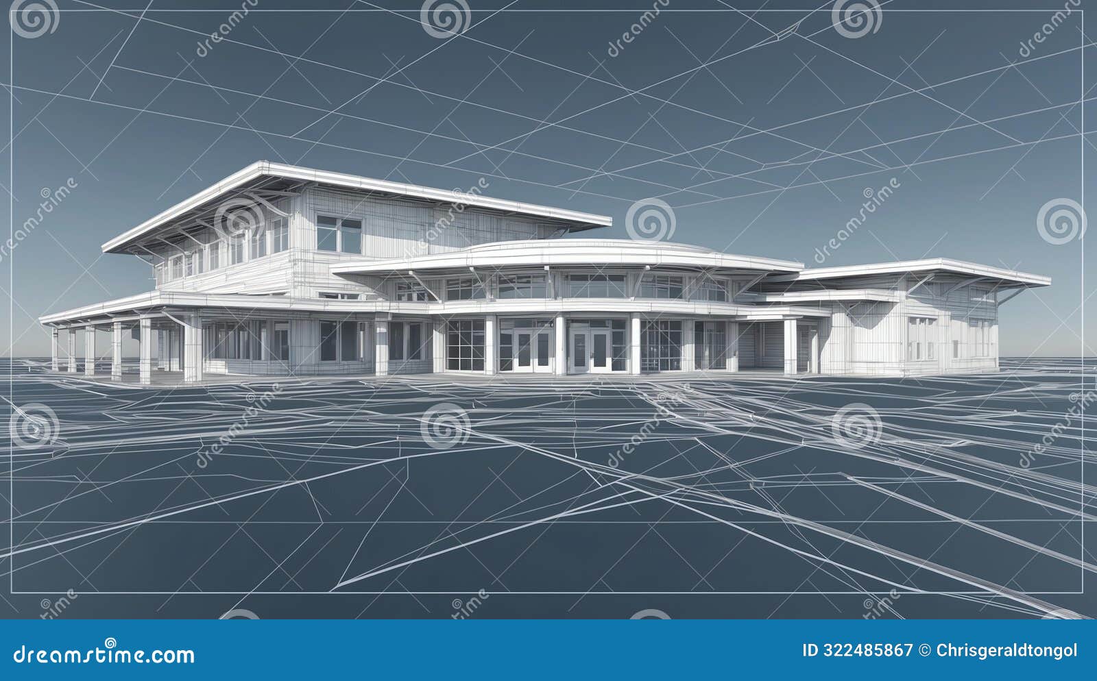 3d Wireframe Render of a Community Center Architecture Ai Generated ...