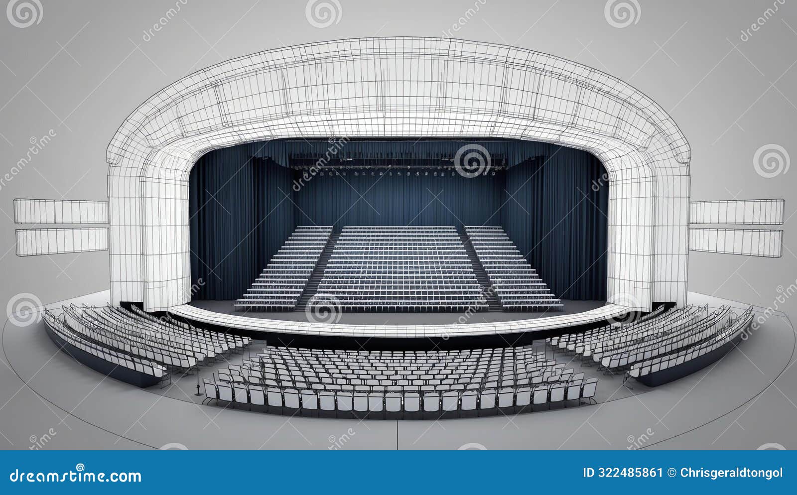 3d Wireframe Render of a Concert Hall Architecture Abs Ai Generated ...