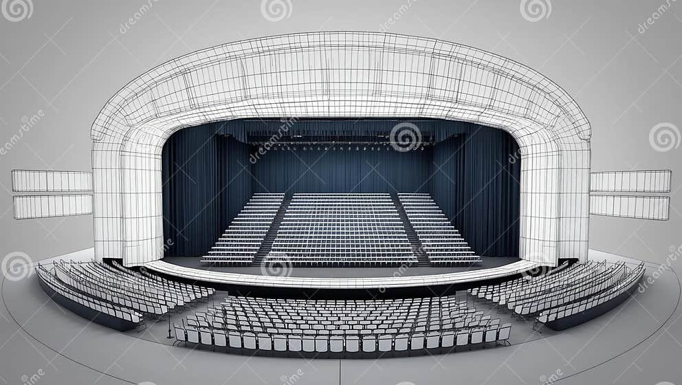 3d Wireframe Render of a Concert Hall Architecture Abs Ai Generated ...