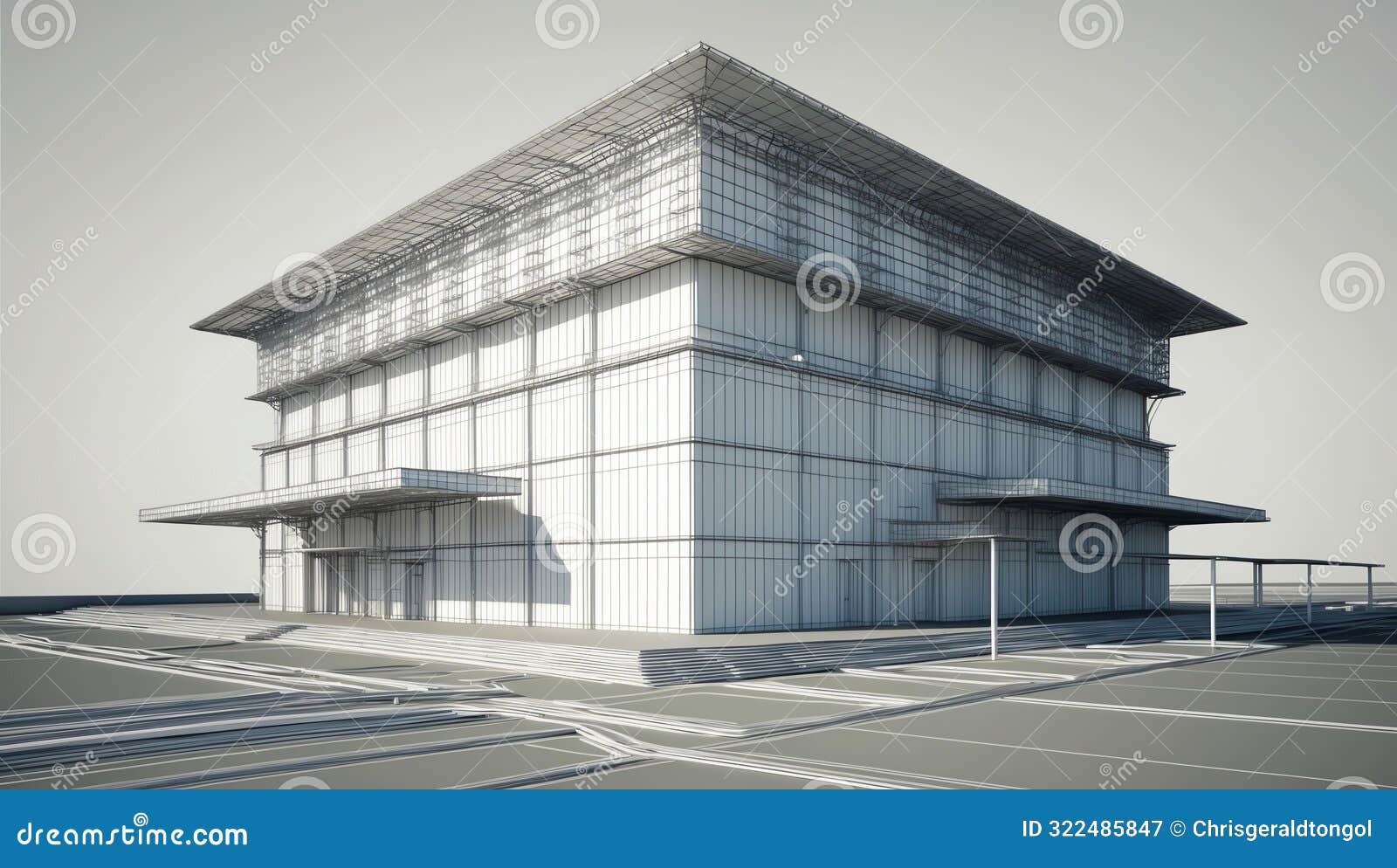 3d Wireframe Render of a Cultural Center Architecture Ai Generated ...
