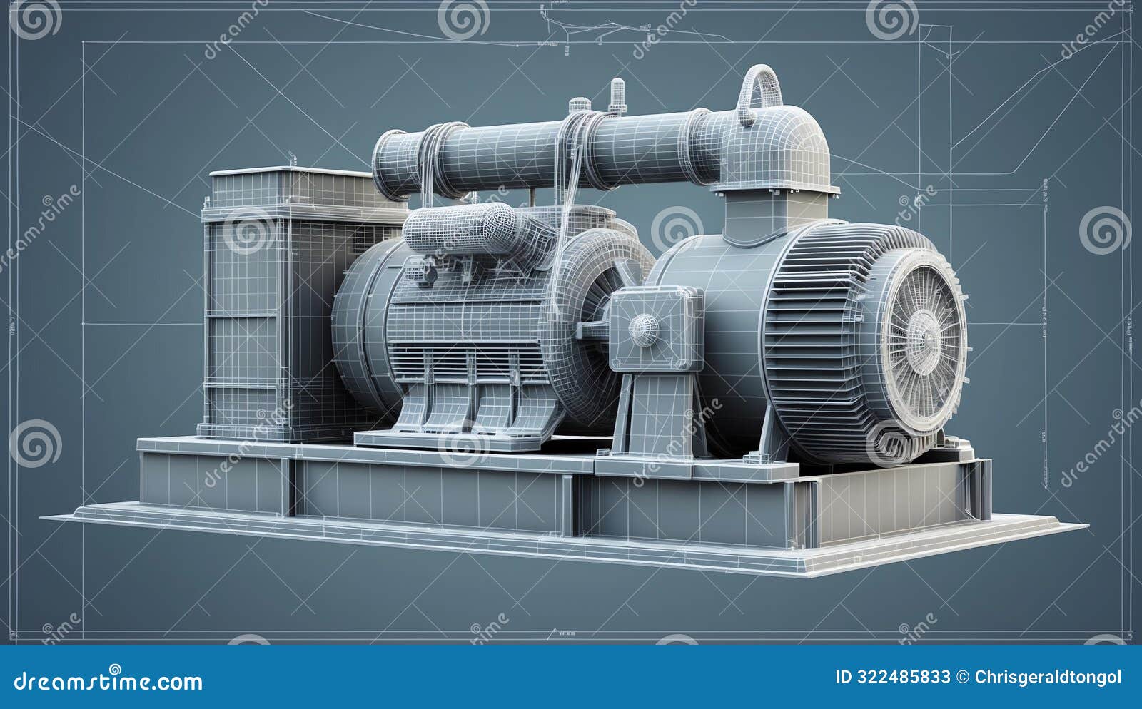 3d Wireframe Render of a Electric Generator Architectu Ai Generated ...