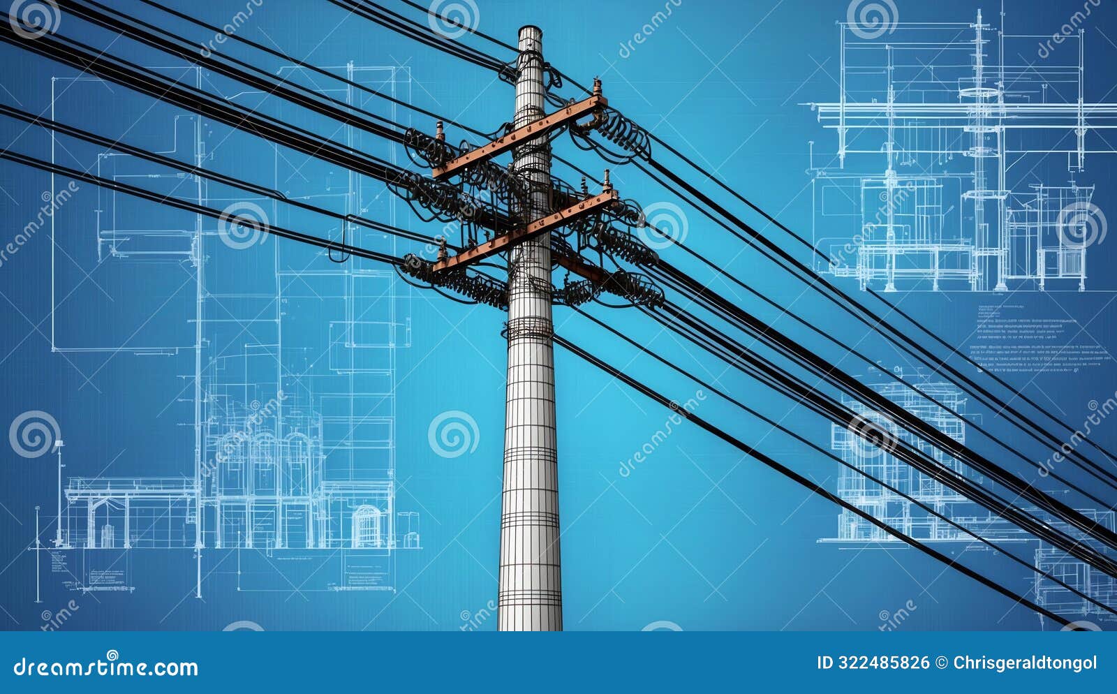 3d Wireframe Render of a Electric Pole Architecture Ab Ai Generated ...
