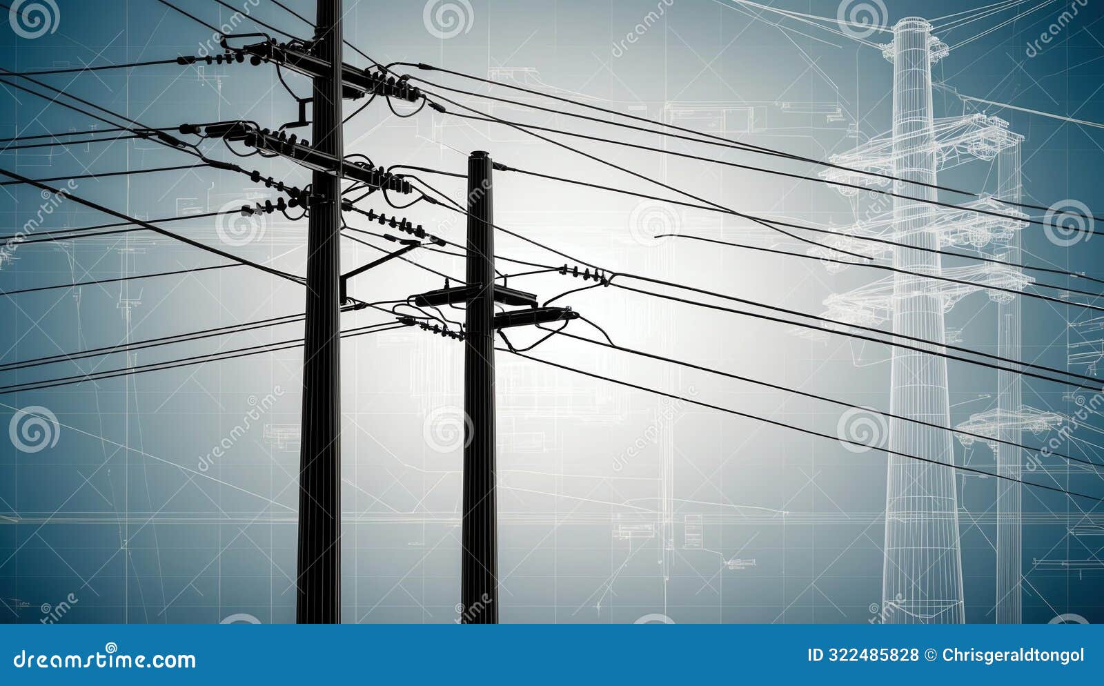 3d Wireframe Render of a Electric Pole Architecture Ab Ai Generated ...