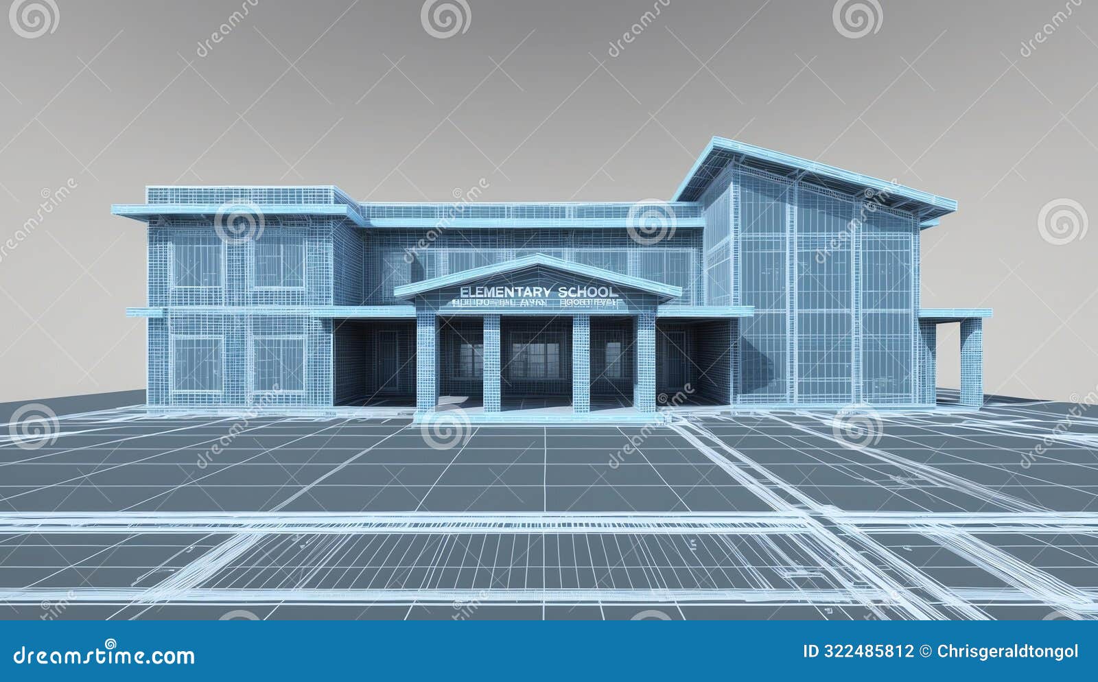 3d Wireframe Render of a Elementary School Architectur Ai Generated ...