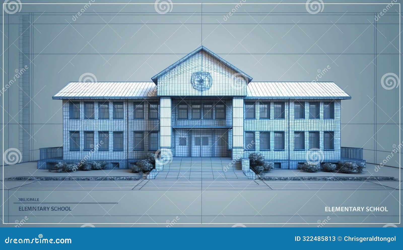 3d Wireframe Render of a Elementary School Architectur Ai Generated ...
