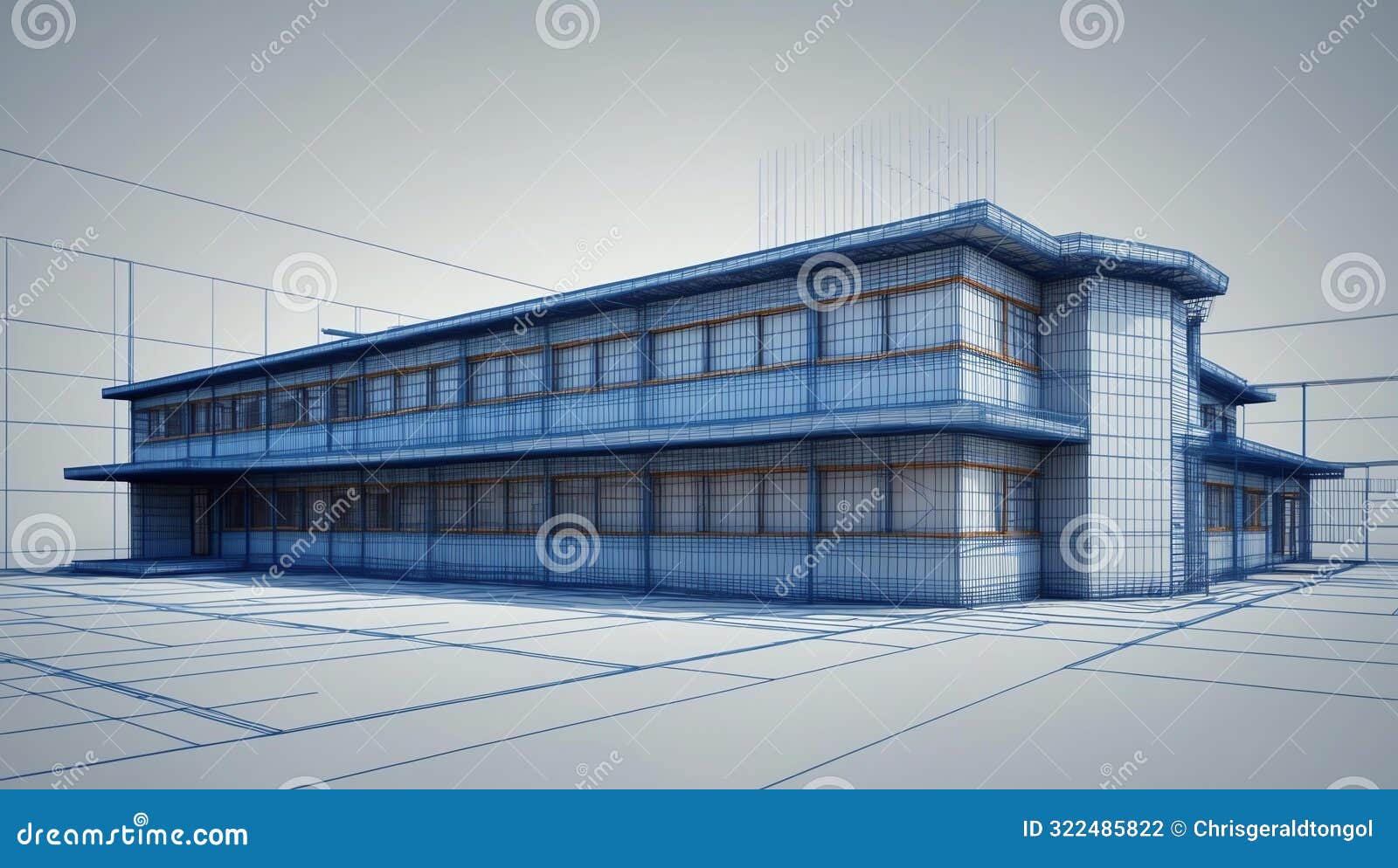 3d Wireframe Render of a Elementary School Architectur Ai Generated ...
