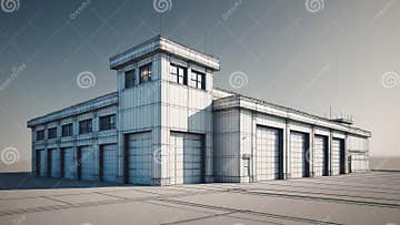 3d Wireframe Render of a Fire Station Architecture Abs Ai Generated ...