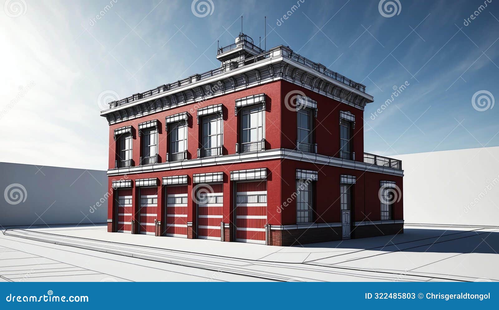 3d Wireframe Render of a Fire Station Architecture Abs Ai Generated ...