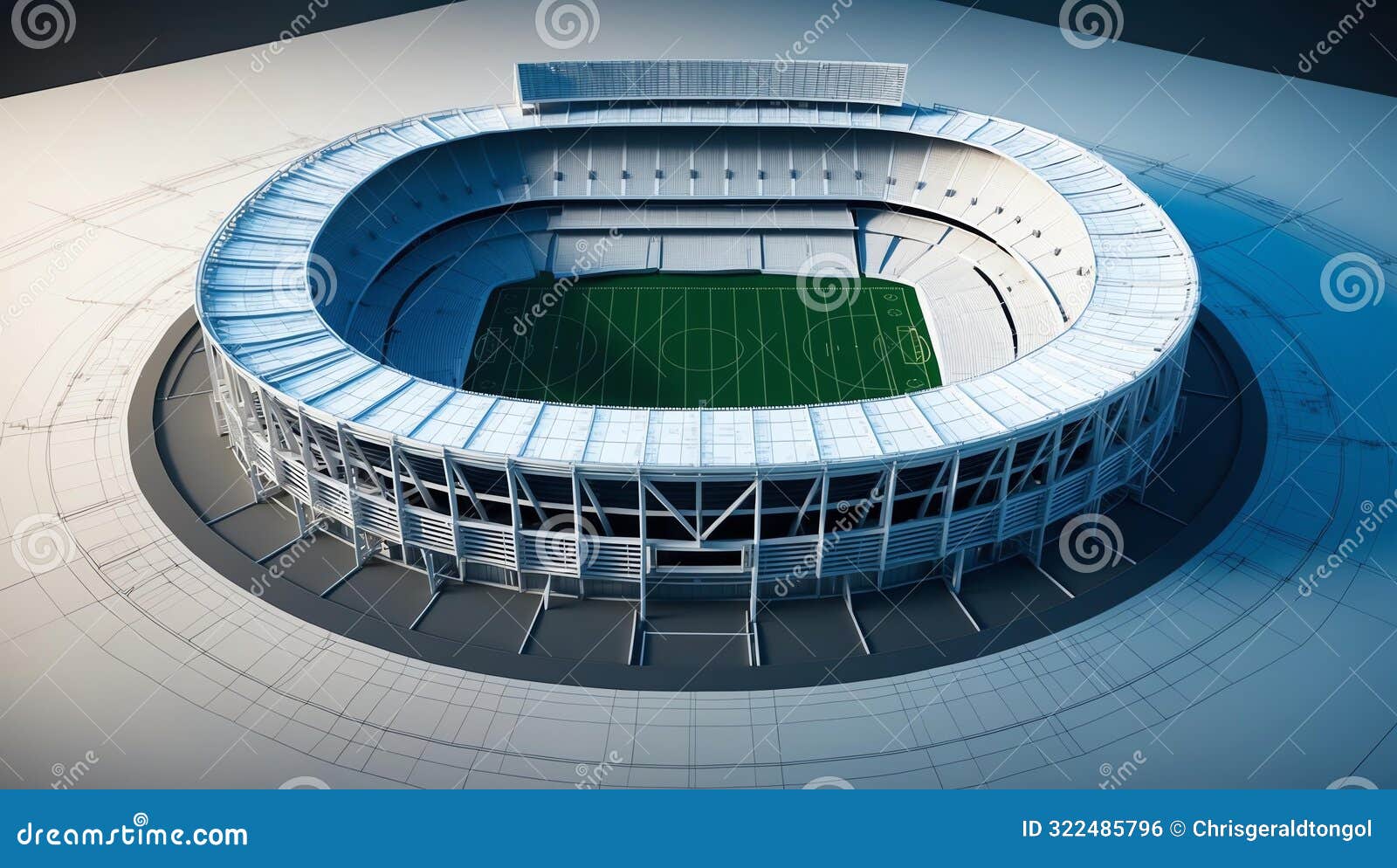 3d Wireframe Render of a Football Stadium Architecture Ai Generated ...