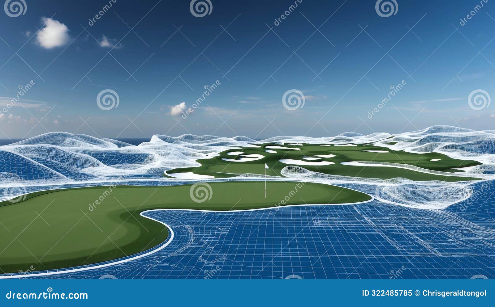 3d Wireframe Render of a Golf Course Architecture Abst Ai Generated ...