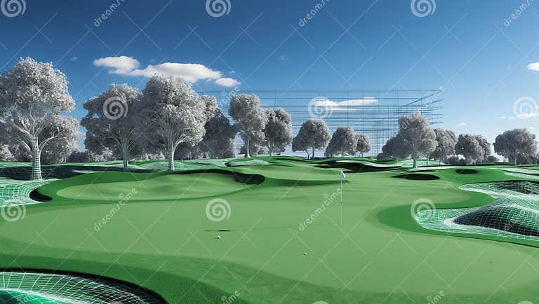 3d Wireframe Render of a Golf Course Architecture Abst Ai Generated ...