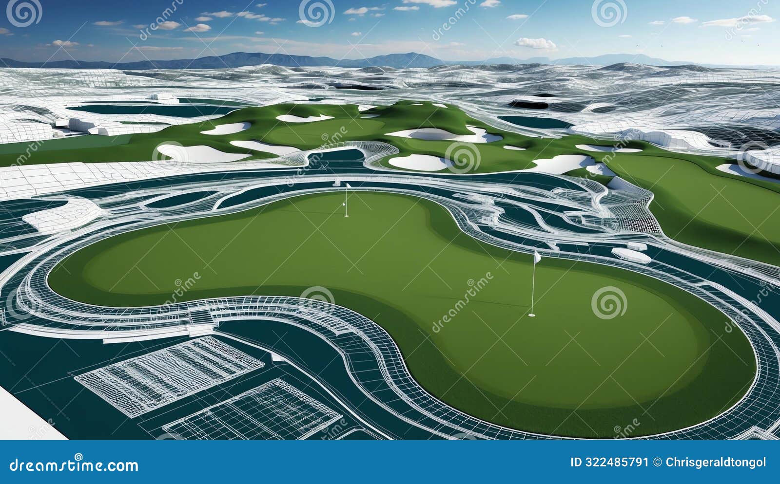 3d Wireframe Render of a Golf Course Architecture Abst Ai Generated ...