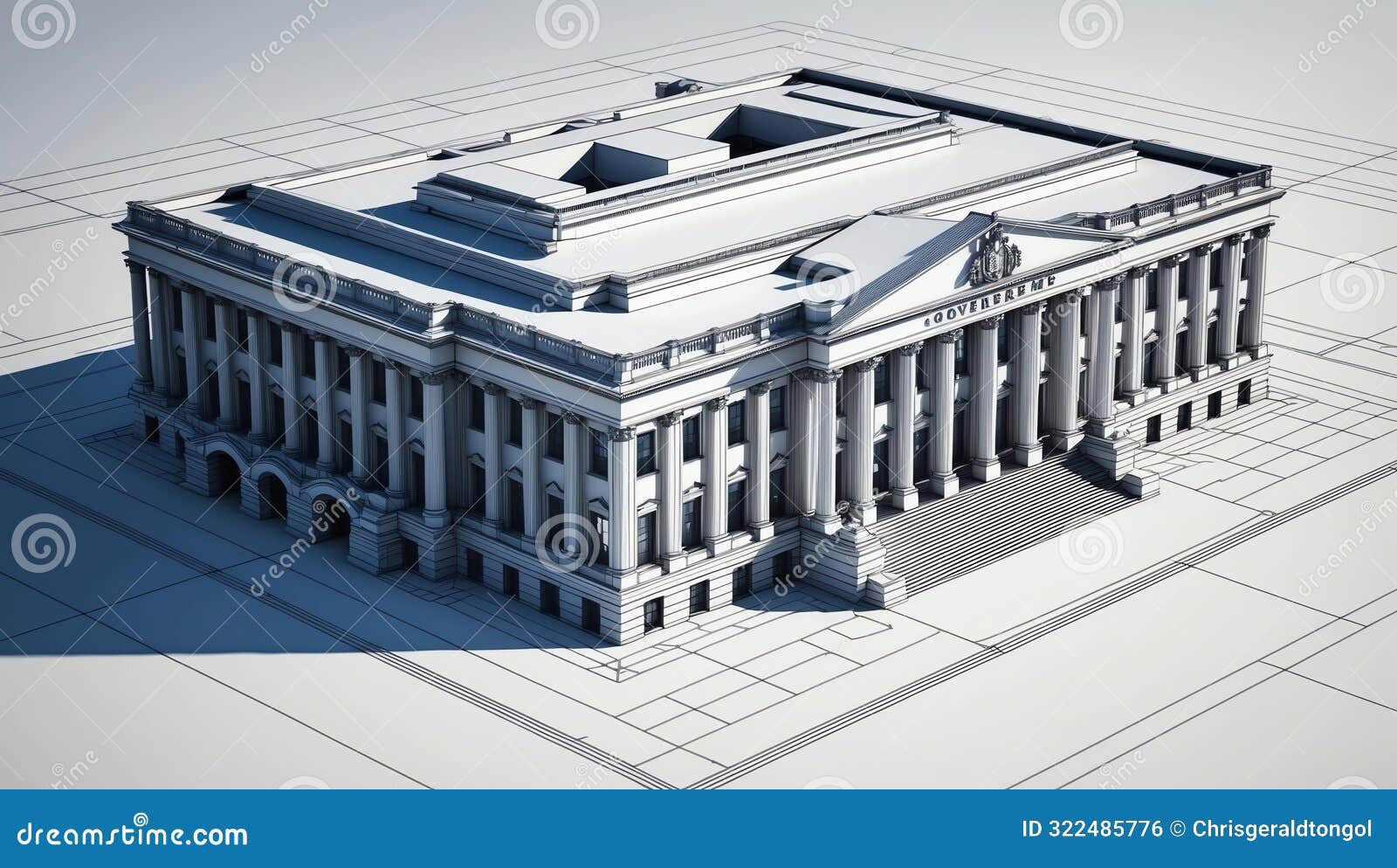 3d Wireframe Render of a Government Building Architect Ai Generated ...