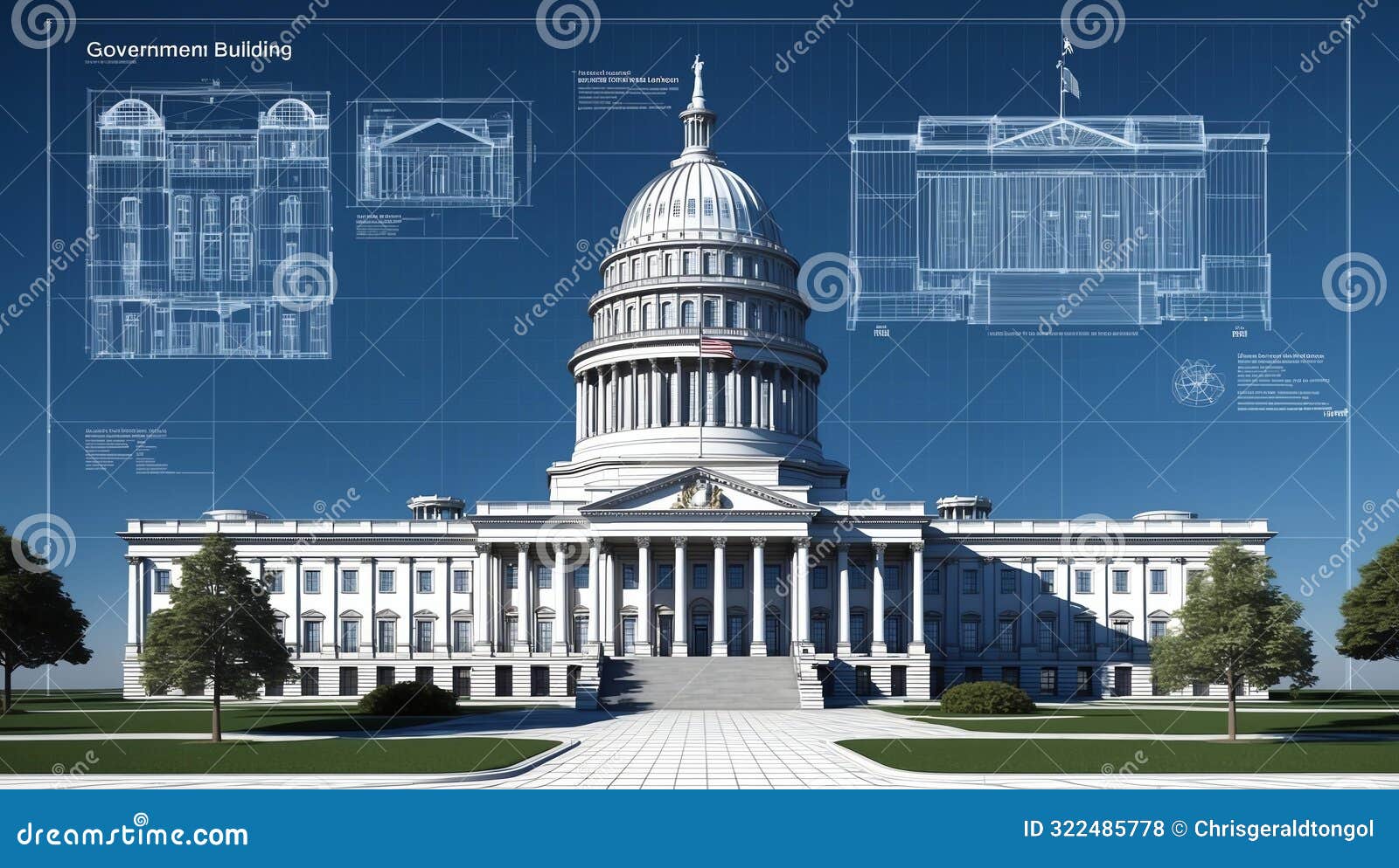 3d Wireframe Render of a Government Building Architect Ai Generated ...
