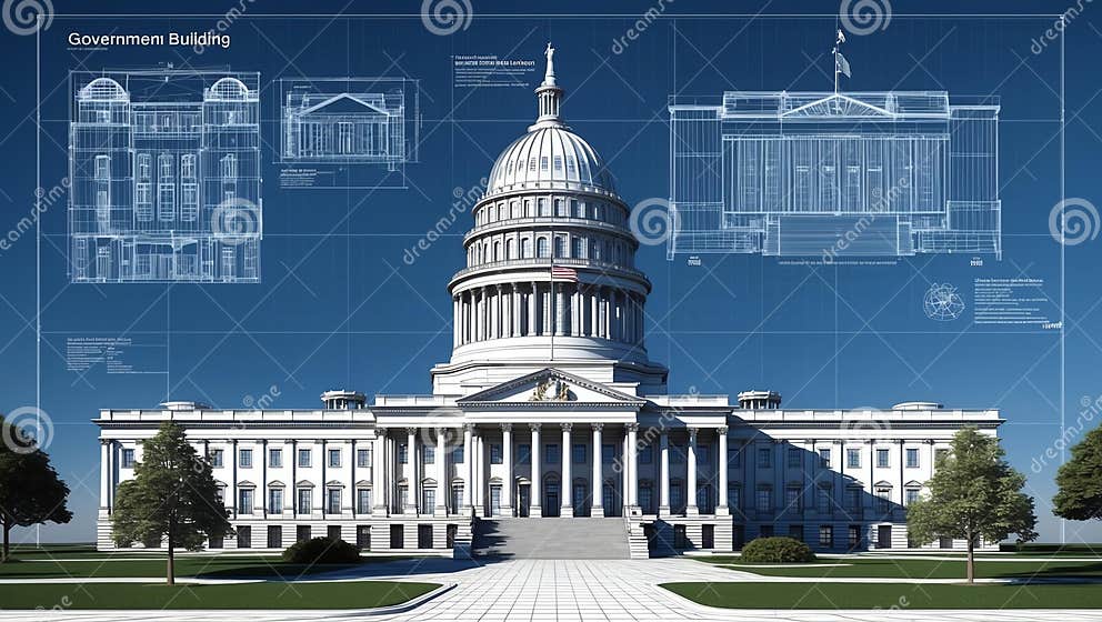 3d Wireframe Render of a Government Building Architect Ai Generated ...