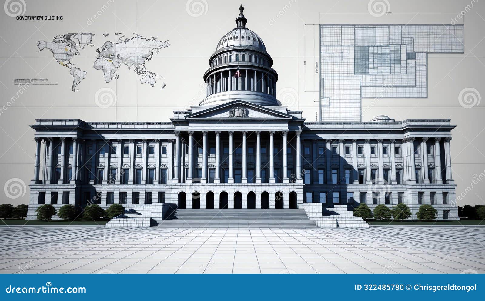 3d Wireframe Render of a Government Building Architect Ai Generated ...