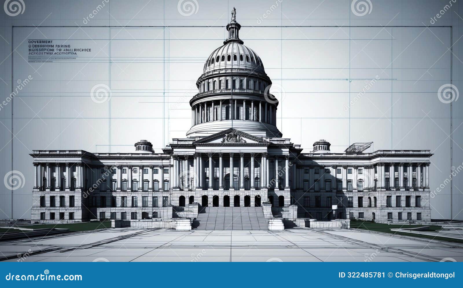 3d Wireframe Render of a Government Building Architect Ai Generated ...