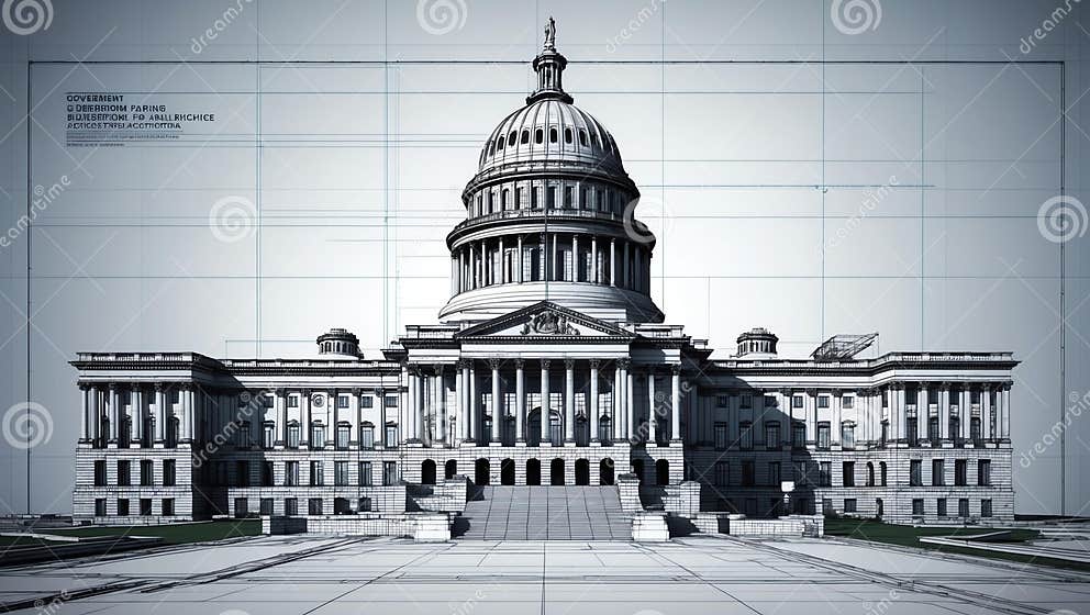 3d Wireframe Render of a Government Building Architect Ai Generated ...