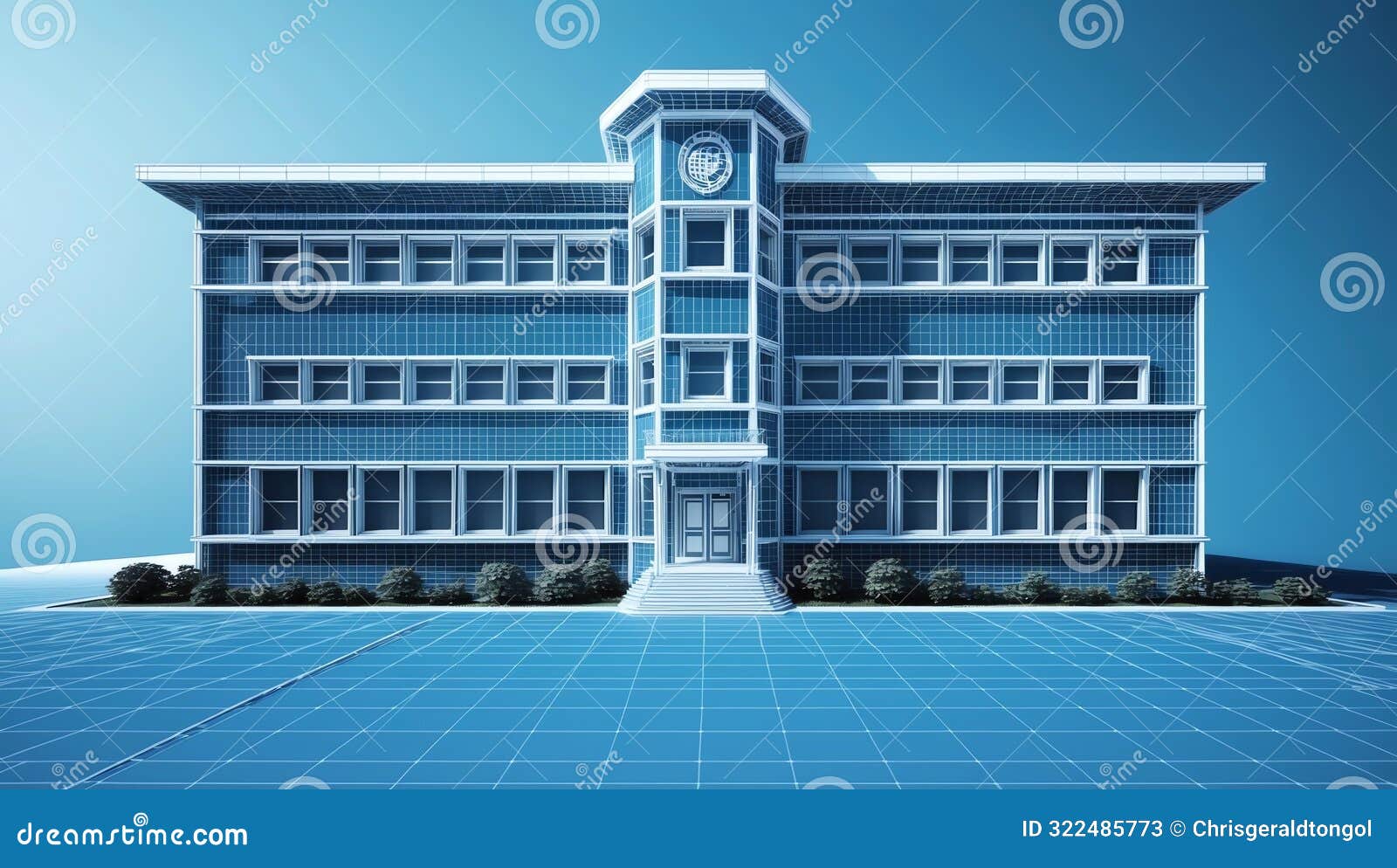 3d Wireframe Render of a High School Architecture Abst Ai Generated ...