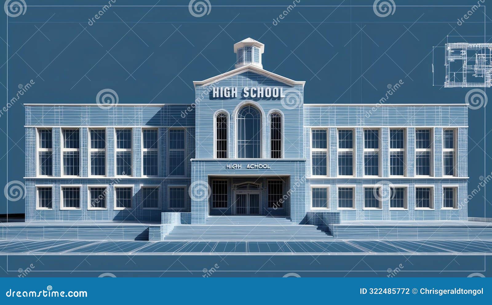 3d Wireframe Render of a High School Architecture Abst Ai Generated ...