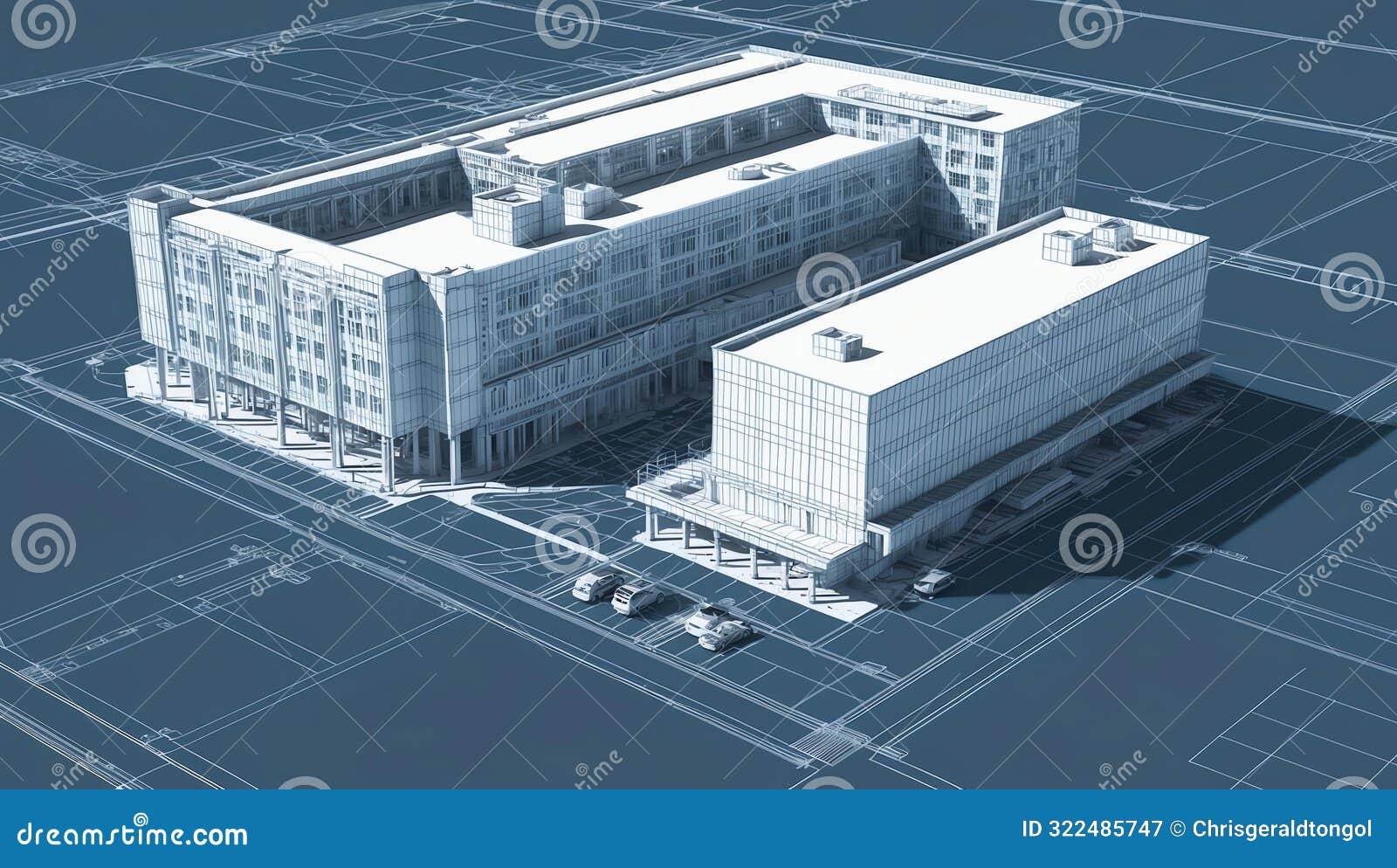 3d Wireframe Render Of A Hospitals Architecture Abstra Ai Generated ...
