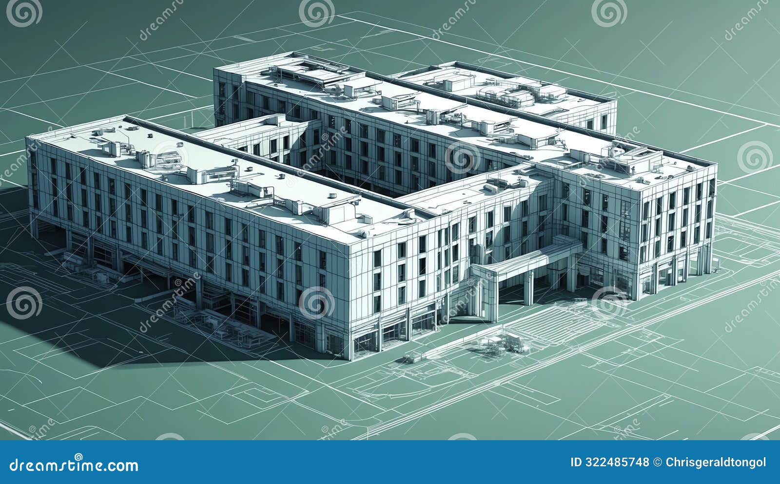 3d Wireframe Render of a Hospitals Architecture Abstra Ai Generated ...