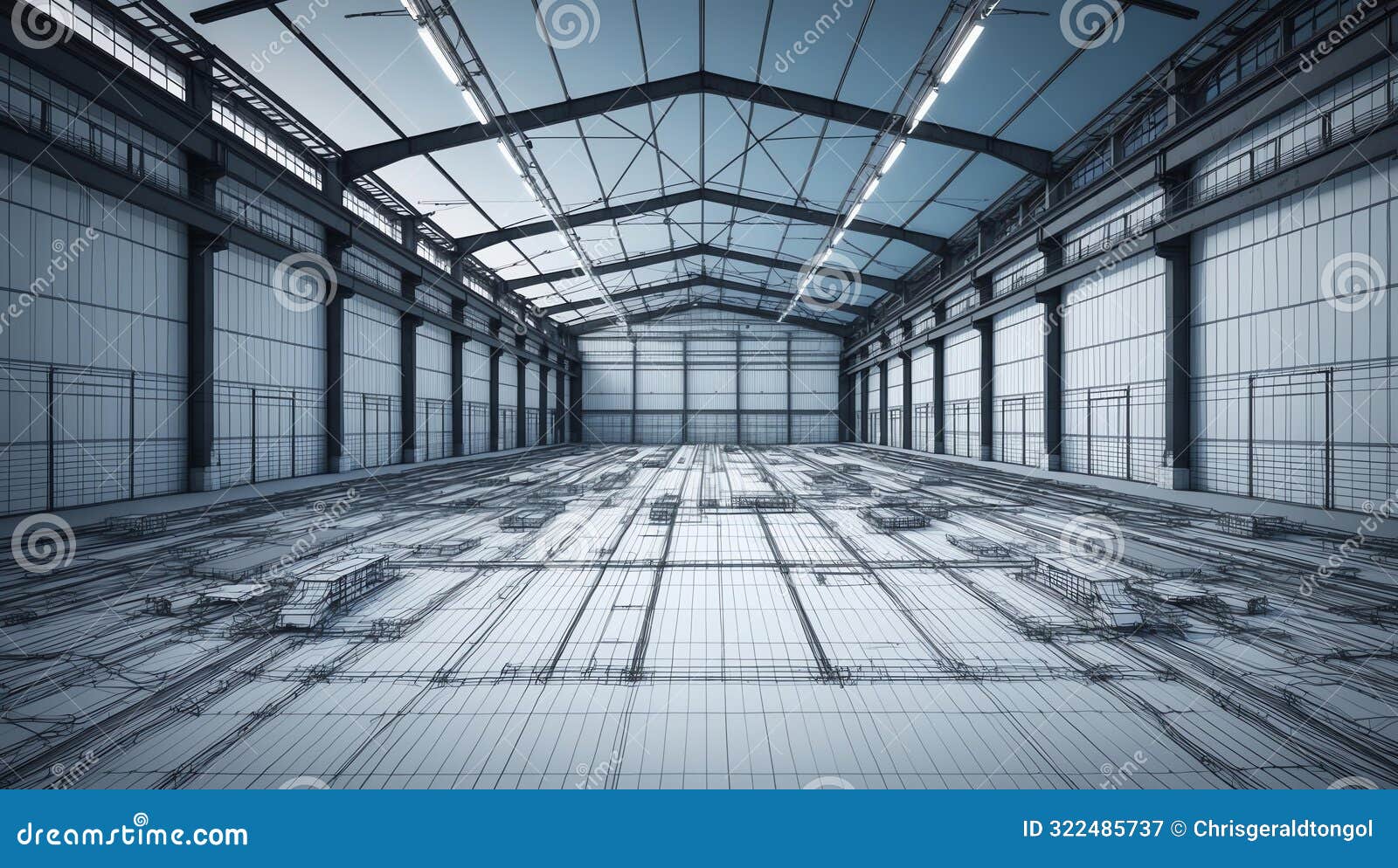 3d Wireframe Render of a Industrial Warehouses Archite Ai Generated ...