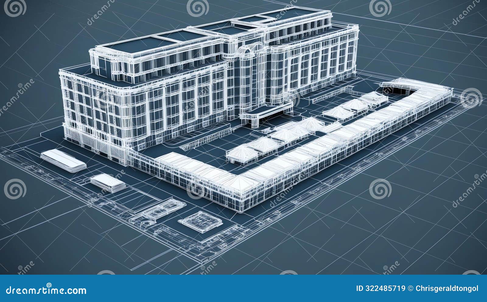3d Wireframe Render of a Luxury Hotel Architecture Abs Ai Generated ...