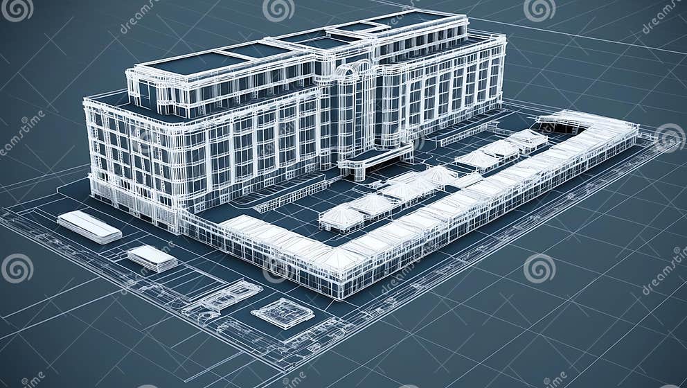 3d Wireframe Render of a Luxury Hotel Architecture Abs Ai Generated ...
