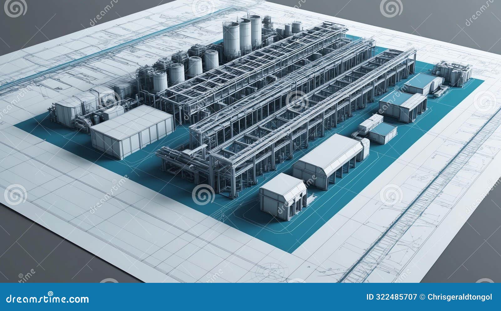 3d Wireframe Render of a Manufacturing Plants Architec Ai Generated ...