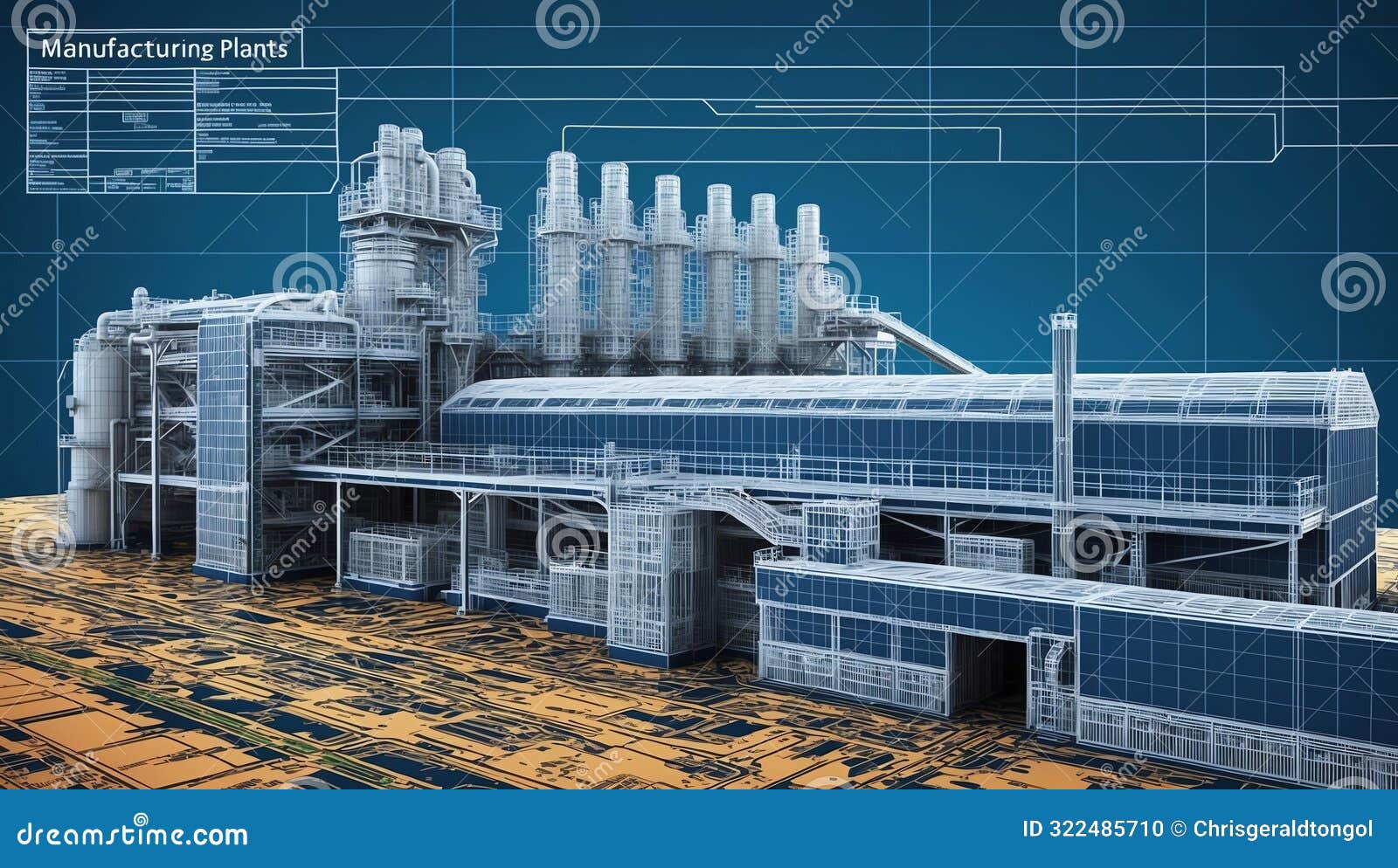 3d Wireframe Render of a Manufacturing Plants Architec Ai Generated ...