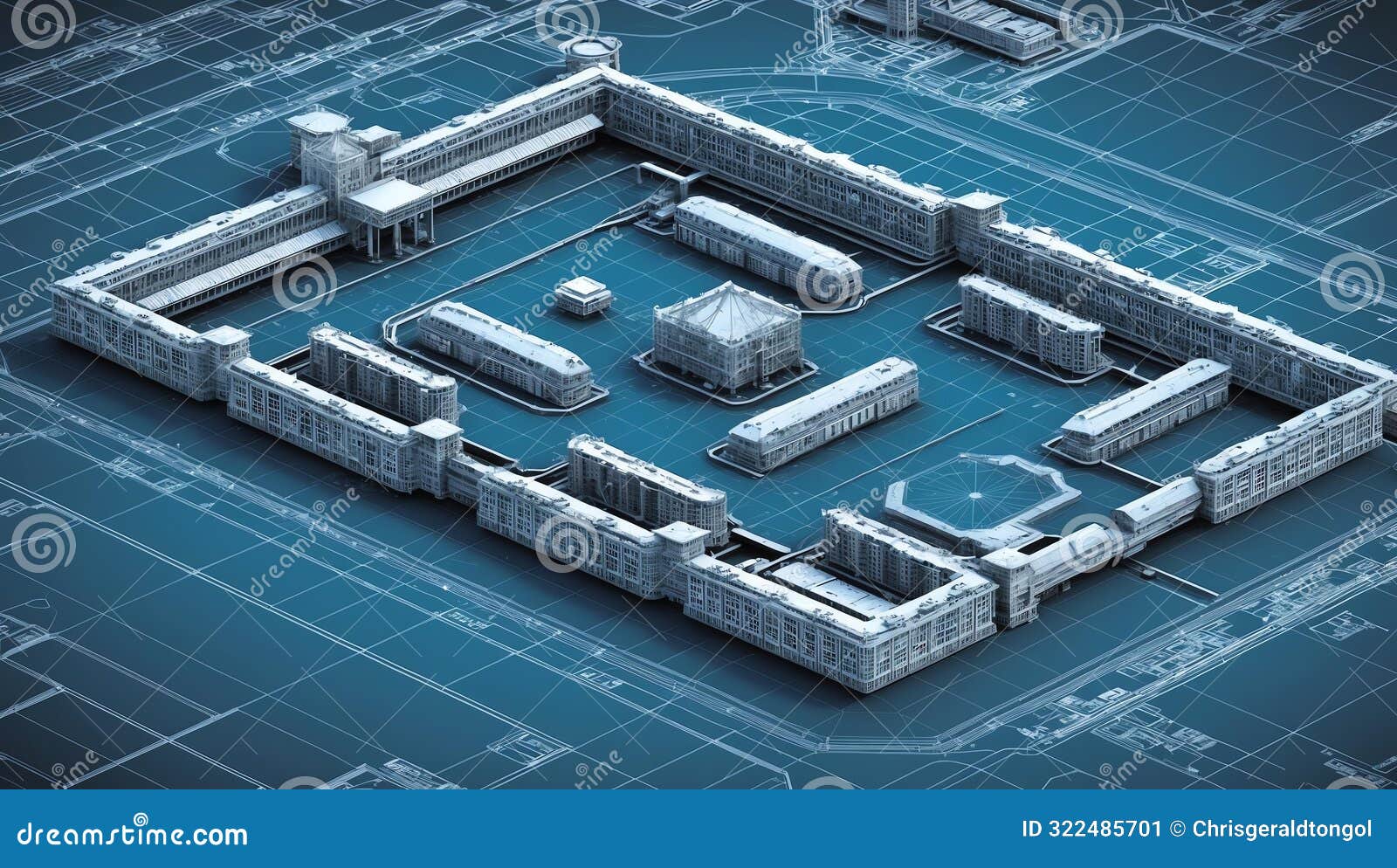 3d Wireframe Render of a Military Compound Architectur Ai Generated ...