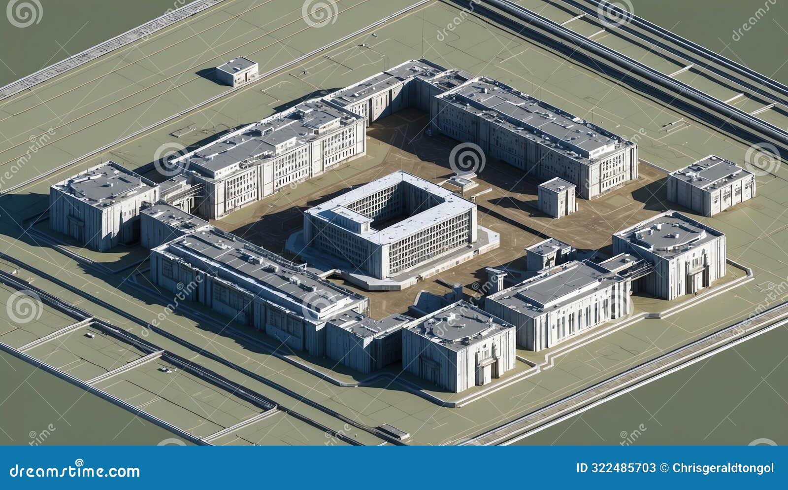 3d Wireframe Render Of A Military Compound Architectur Ai Generated ...