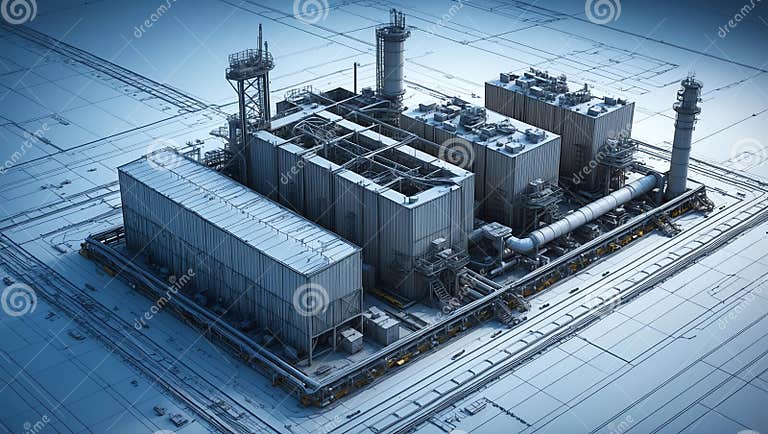 3d Wireframe Render of a Mining Facility Architecture Ai Generated ...