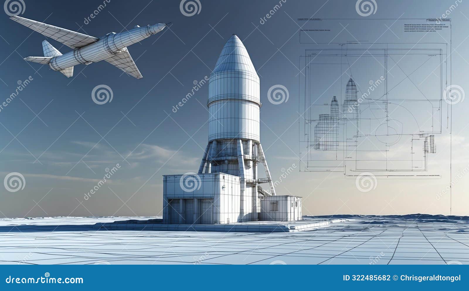 3d Wireframe Render of a Missile Silo Architecture Abs Ai Generated ...